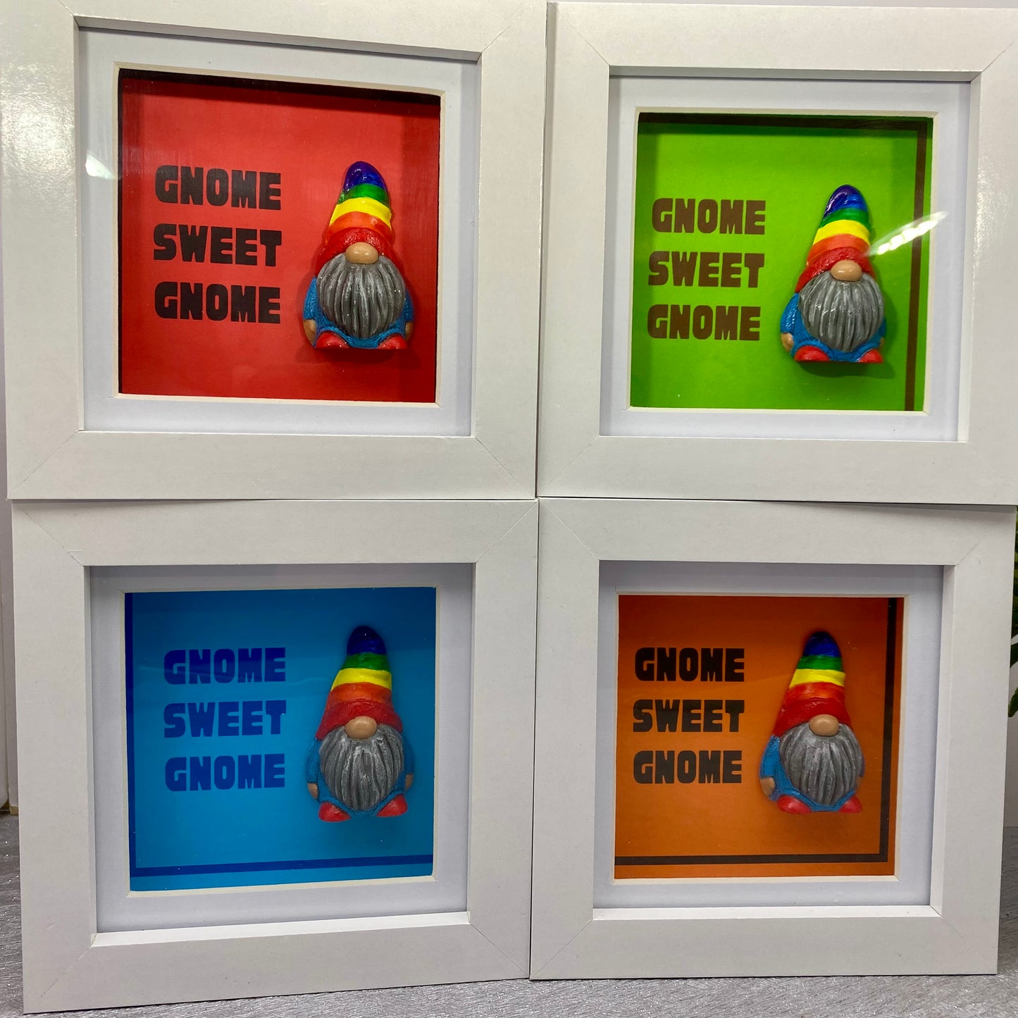 Gnome Sweet Gnome Colourful Framed Gonk Wall Art – McFloof Makes