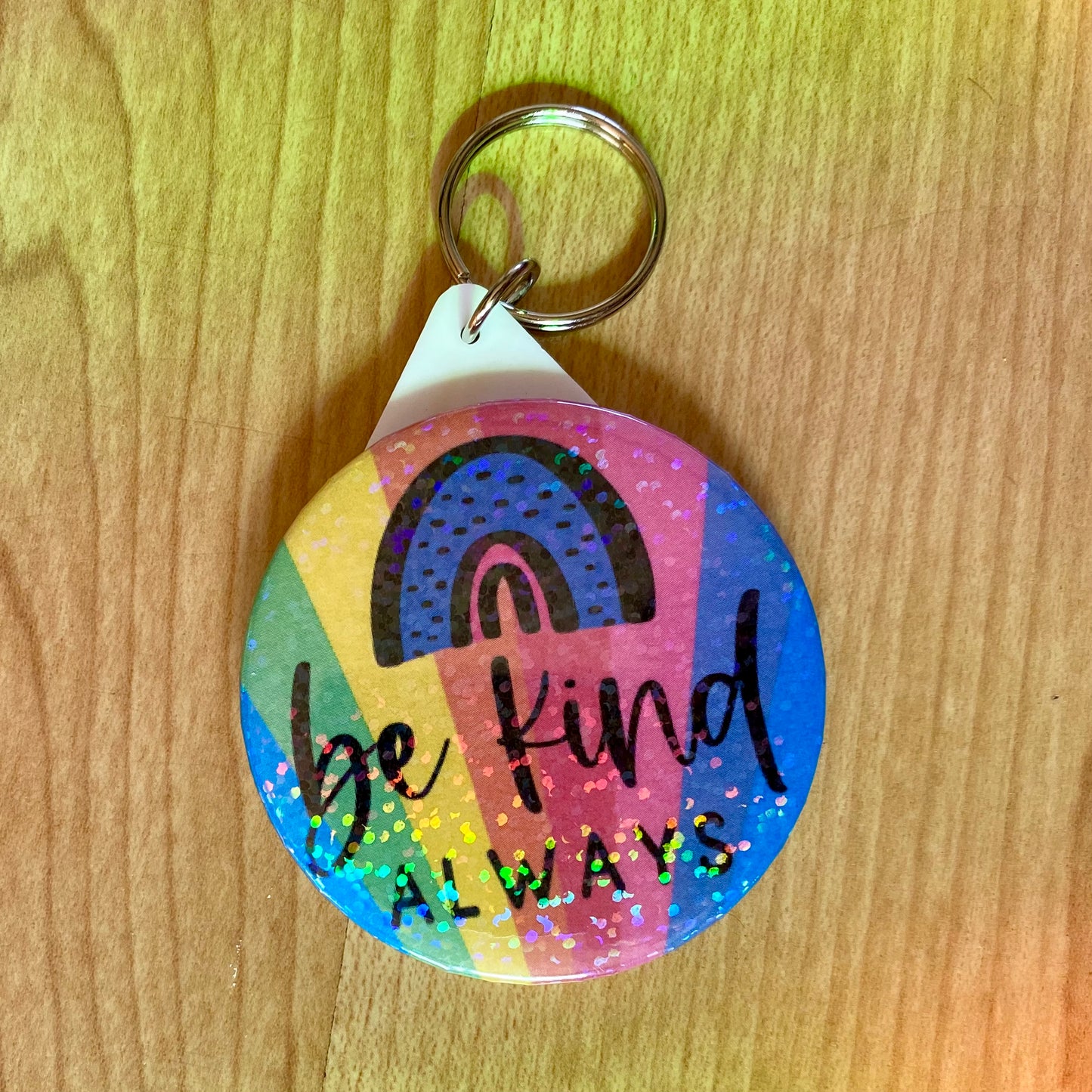 Sparkly Rainbow Affirmation Keyring Round Motivational Keychain ...