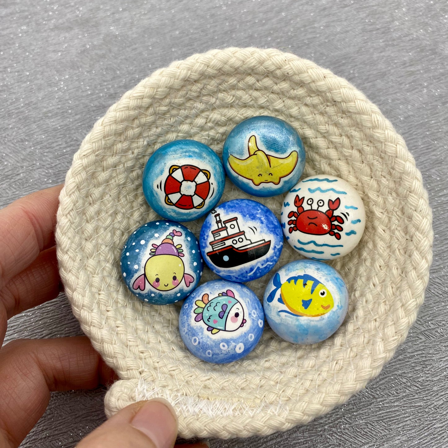 Pick 'n Mix Decorated Mini Ceramic/Plaster Round Pebbles Stones ...