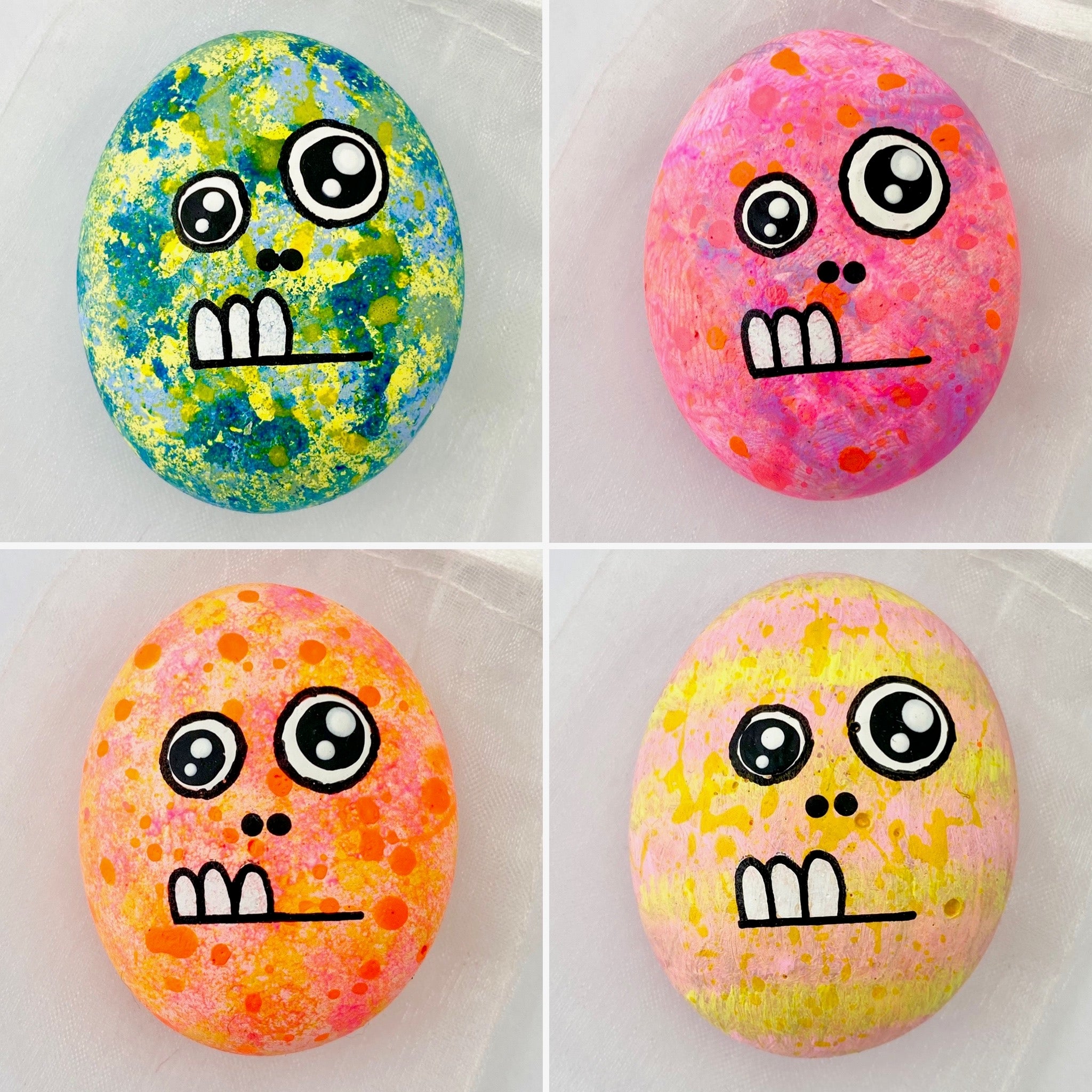 Painted Pocket Monster Pebble Pet Rock Ceramic Stone – McFloof Makes