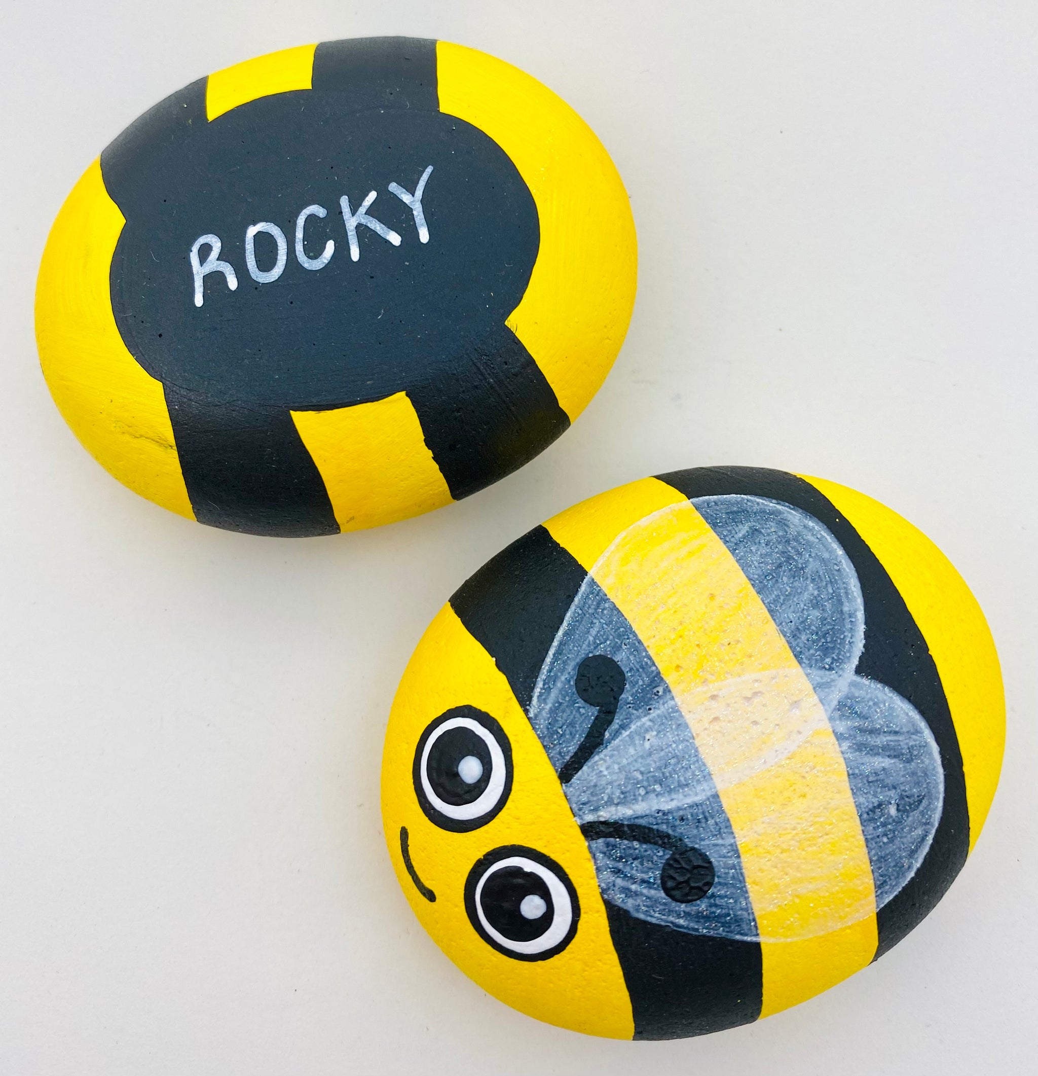 Personalised Painted Bee Pet Rock Stone – McFloof Makes